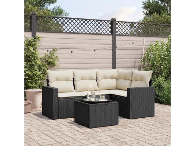 Click here for vidaXL Garden Sofa Set Black and Cream Poly Rattan... prices