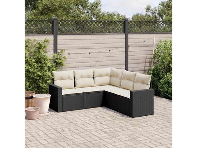 Click here for vidaXL Garden Sofa Set Black Poly Rattan Large Mod... prices