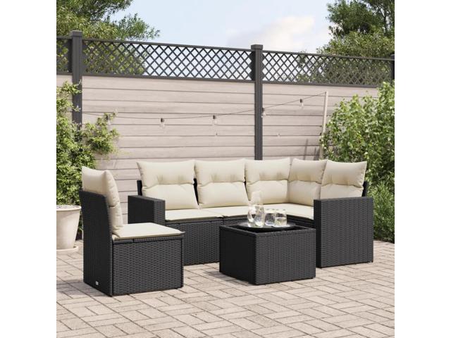 Click here for vidaXL Garden Sofa Set Black with Cream White Cush... prices