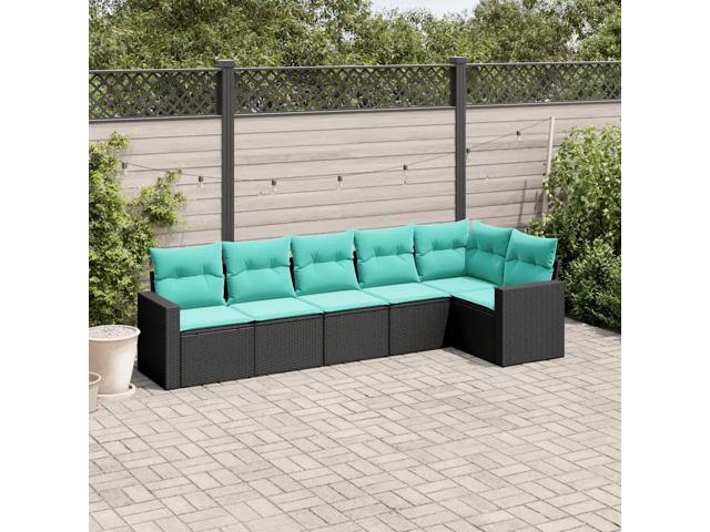 Click here for vidaXL 6 Piece Patio Sofa Set with Cushions Black... prices