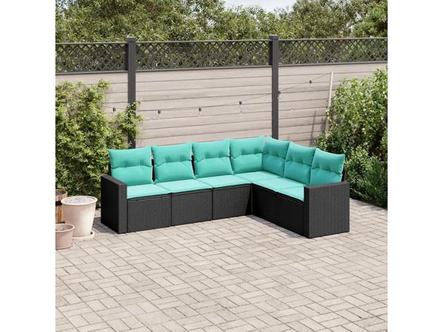 Click here for vidaXL 6 Piece Patio Sofa Set with Cushions Black... prices