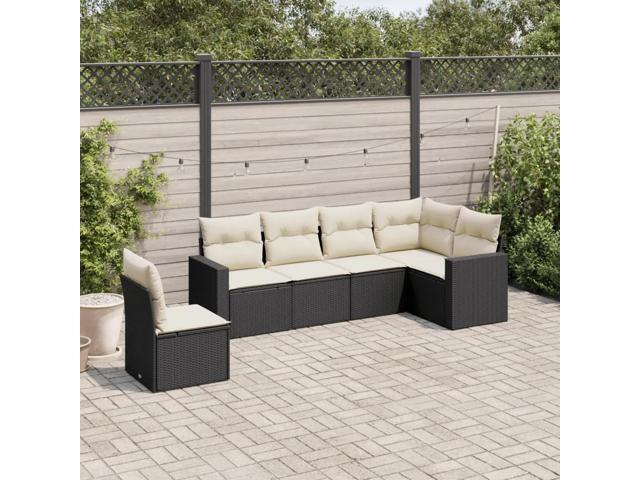 Click here for vidaXL Garden Sofa Set Black Sofa with Cream White... prices