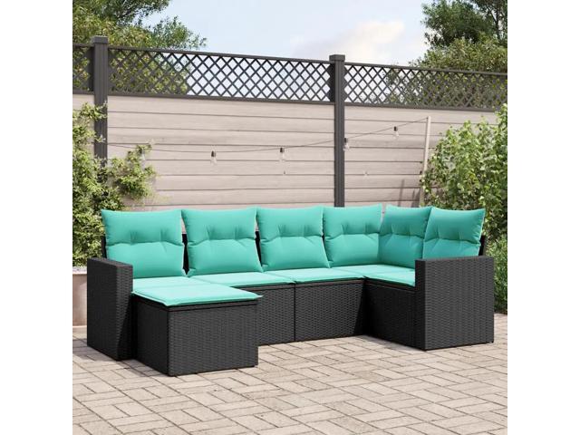 Click here for vidaXL 6 Piece Patio Sofa Set with Cushions Black... prices