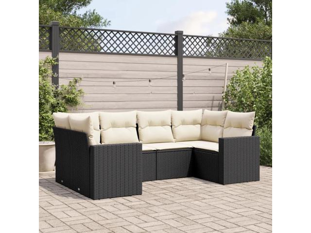 Click here for vidaXL Garden Sofa Set Set of 6 Black  Cream White prices