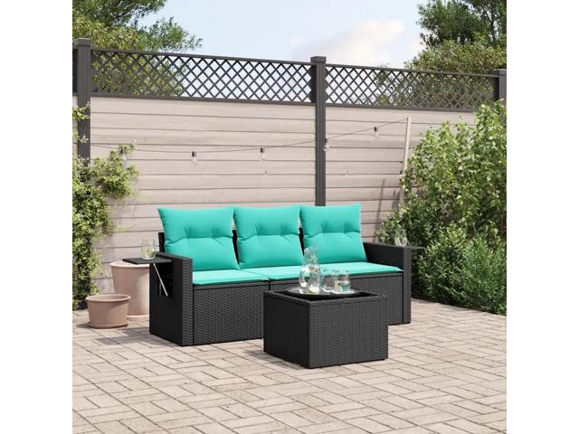 Click here for vidaXL 4 Piece Patio Sofa Set with Cushions Black... prices