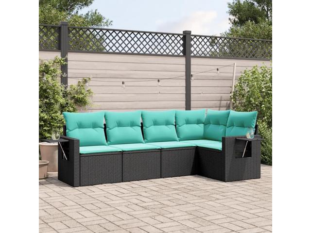 Click here for vidaXL 5 Piece Patio Sofa Set with Cushions Black... prices
