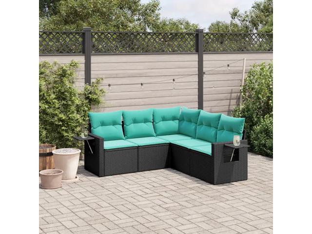 Click here for vidaXL 5 Piece Patio Sofa Set with Cushions Black... prices