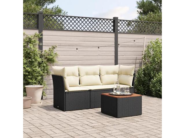 Click here for vidaXL Garden Sofa Set Black PE Rattan Standard Mo... prices