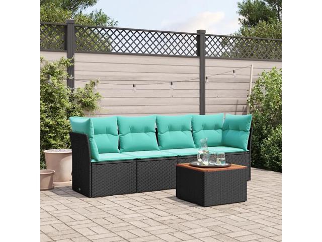 Click here for vidaXL 5 Piece Patio Sofa Set with Cushions Black... prices