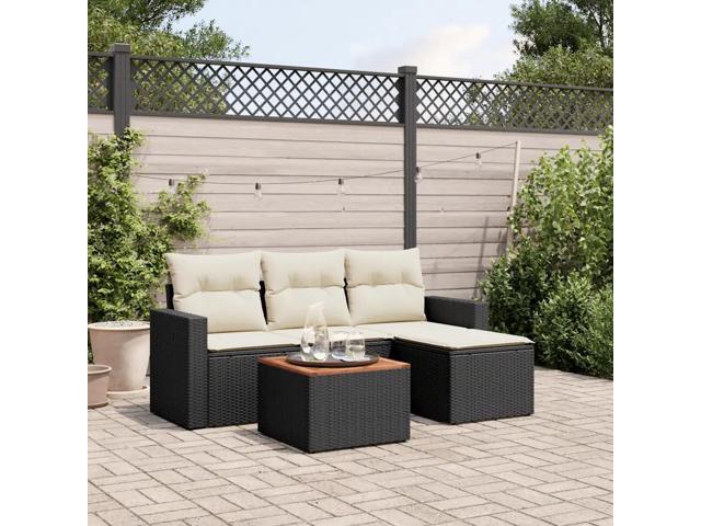Click here for vidaXL Garden Sofa Set Black  Cream White PE Ratta... prices