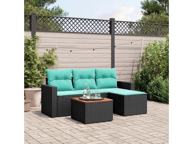 Click here for vidaXL 5 Piece Patio Sofa Set with Cushions Black... prices