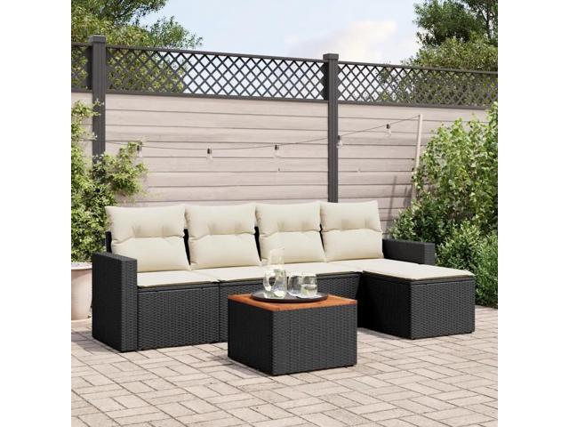 Click here for vidaXL Garden Sofa Set Black PE Rattan 6-piece Mod... prices