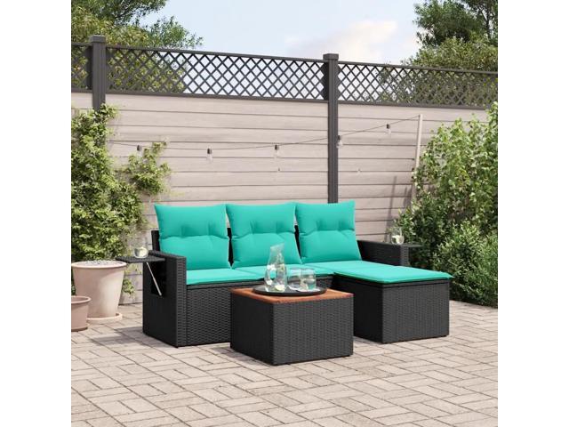 Click here for vidaXL 5 Piece Patio Sofa Set with Cushions Black... prices