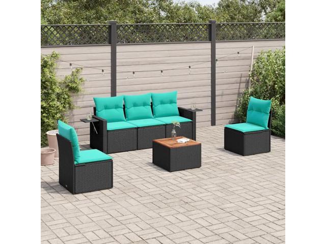 Click here for vidaXL 6 Piece Patio Sofa Set with Cushions Black... prices