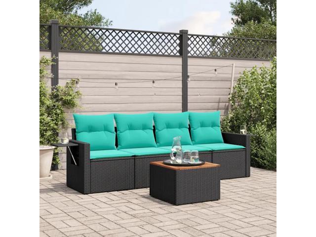 Click here for vidaXL 5 Piece Patio Sofa Set with Cushions Black... prices