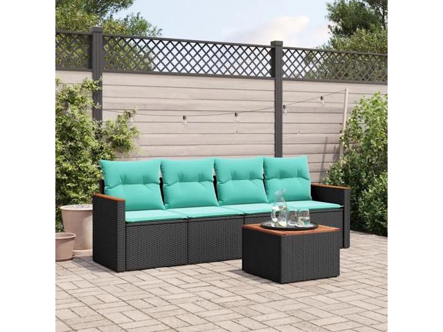 Click here for vidaXL 5 Piece Patio Sofa Set with Cushions Black... prices