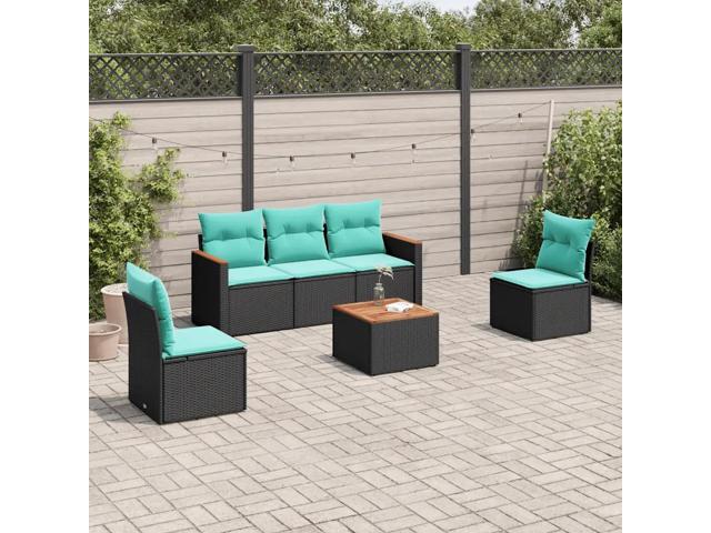 Click here for vidaXL 6 Piece Patio Sofa Set with Cushions Black... prices