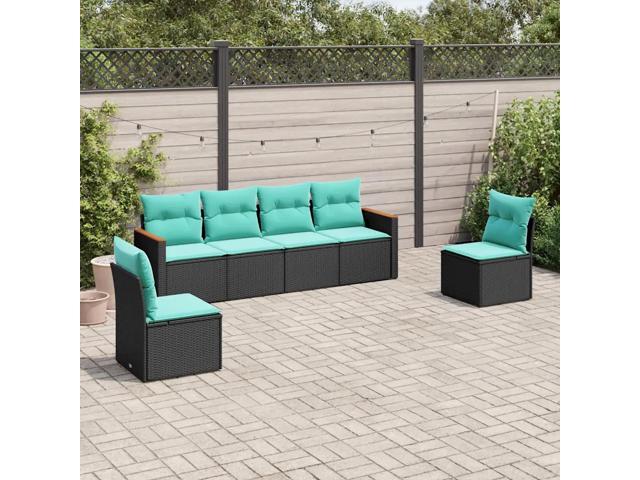 Click here for vidaXL 6 Piece Patio Sofa Set with Cushions Black... prices