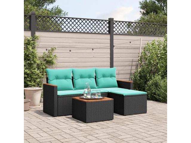 Click here for vidaXL 5 Piece Patio Sofa Set with Cushions Black... prices