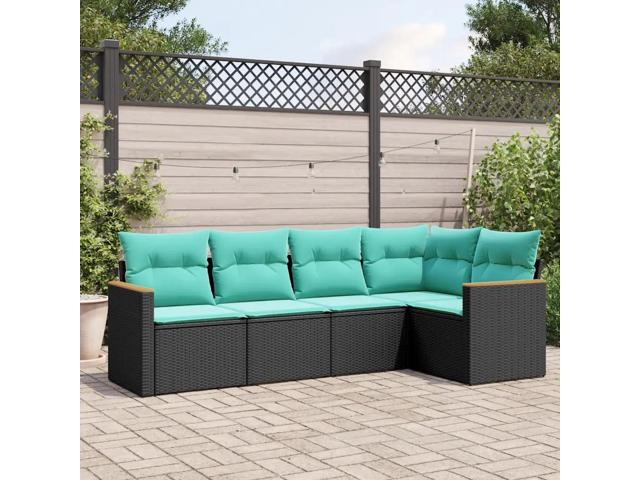 Click here for vidaXL 5 Piece Patio Sofa Set with Cushions Black... prices