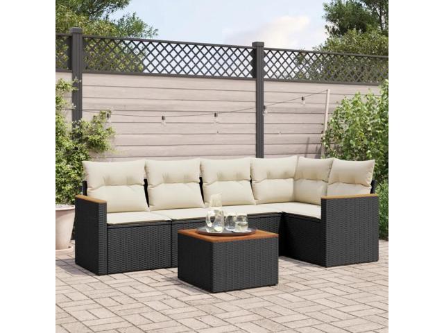 Click here for vidaXL Garden Sofa Set Black PE rattan 6-piece set... prices