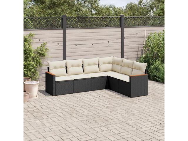 Click here for vidaXL Garden Sofa Set Black  Cream White PE Ratta... prices