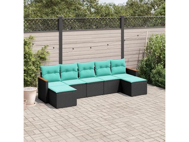 Click here for vidaXL 7 Piece Patio Sofa Set with Cushions Black... prices