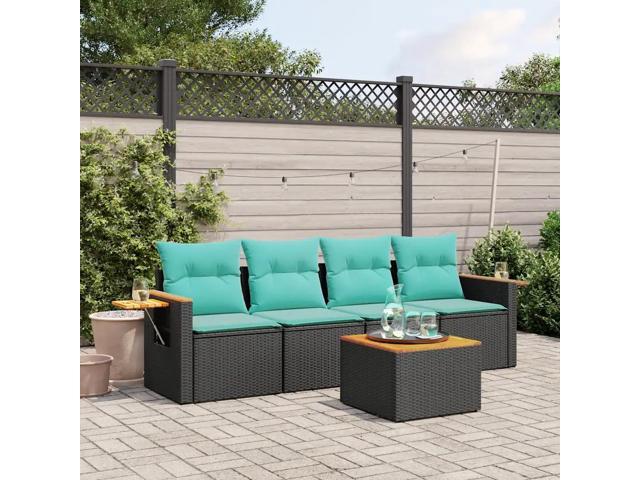 Click here for vidaXL 5 Piece Patio Sofa Set with Cushions Black... prices