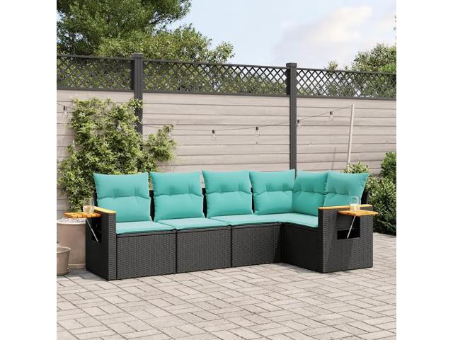 Click here for vidaXL 5 Piece Patio Sofa Set with Cushions Black... prices