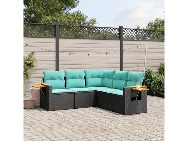 Click here for vidaXL 5 Piece Patio Sofa Set with Cushions Black... prices
