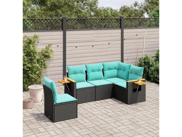 Click here for vidaXL 5 Piece Patio Sofa Set with Cushions Black... prices