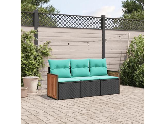 Click here for vidaXL Garden Sofa Set Black PE rattan 3 Piece Sto... prices