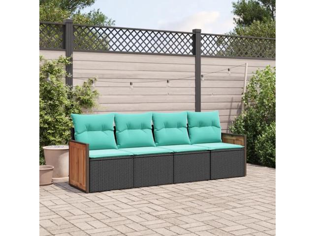 Click here for vidaXL Garden Sofa Set Black PE Rattan 4 Piece Set... prices