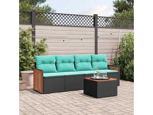 Click here for vidaXL 5 Piece Patio Sofa Set with Cushions Black... prices