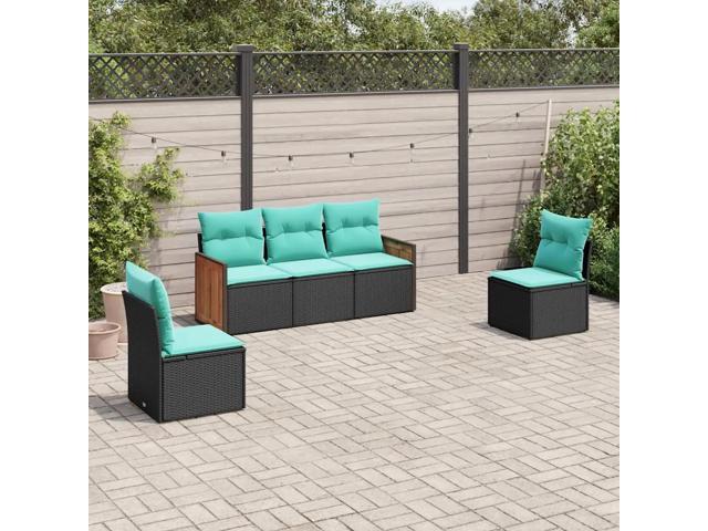 Click here for vidaXL 5 Piece Patio Sofa Set with Cushions Black... prices
