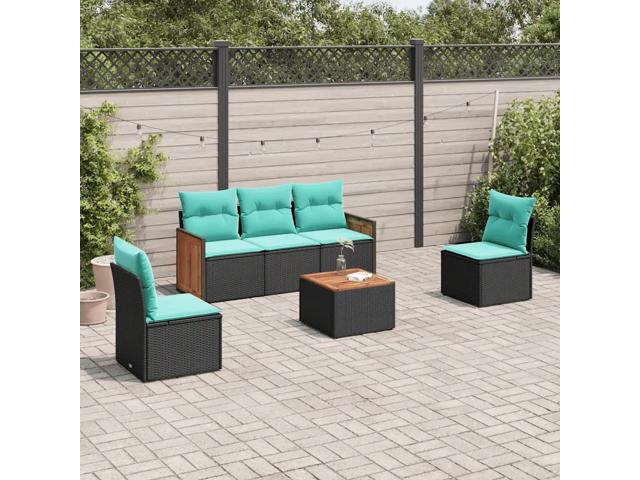 Click here for vidaXL 6 Piece Patio Sofa Set with Cushions Black... prices