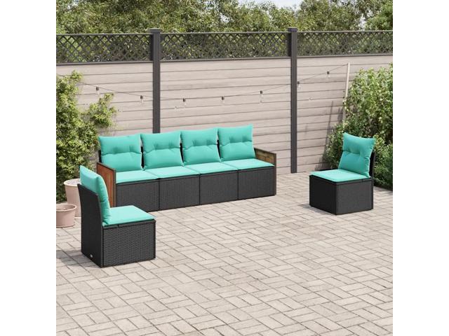 Click here for vidaXL 6 Piece Patio Sofa Set with Cushions Black... prices