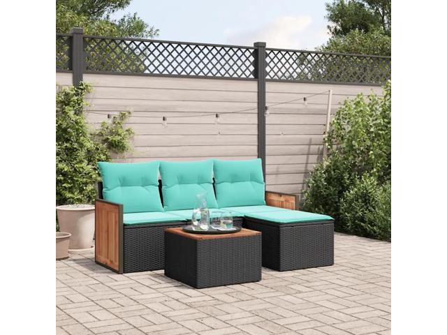 Click here for vidaXL 5 Piece Patio Sofa Set with Cushions Black... prices