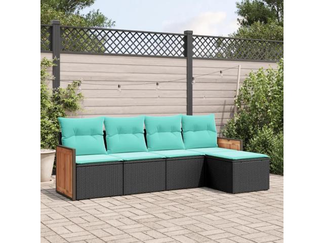 Click here for vidaXL Garden Sofa Set Black PE Rattan 5 Piece Set... prices