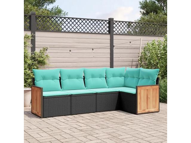 Click here for vidaXL 5 Piece Patio Sofa Set with Cushions Black... prices