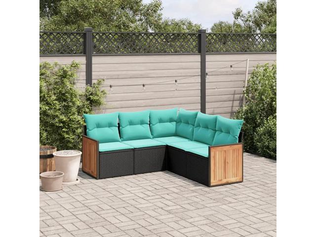 Click here for vidaXL 5 Piece Patio Sofa Set with Cushions Black... prices
