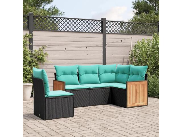 Click here for vidaXL 5 Piece Patio Sofa Set with Cushions Black... prices