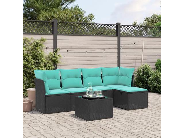 Click here for vidaXL 6 Piece Patio Sofa Set with Cushions Black... prices