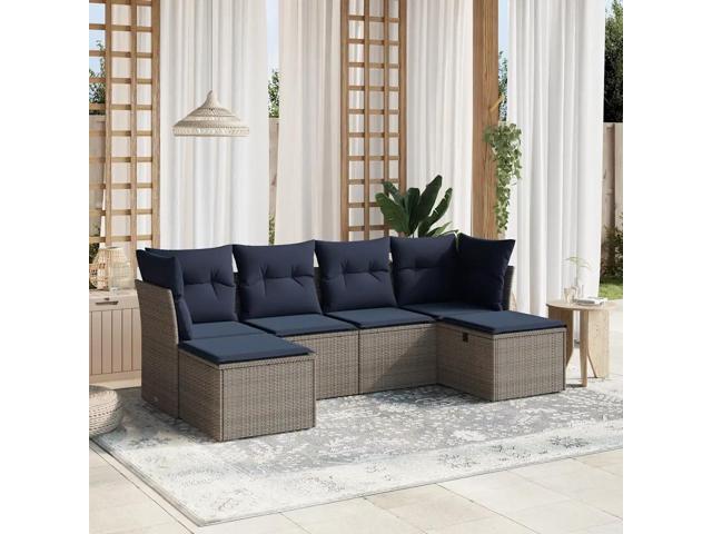 Click here for vidaXL 6 Piece Patio Sofa Set with Cushions Gray P... prices