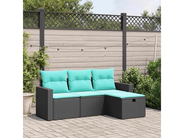 Click here for vidaXL Garden Sofa Set Black Poly Rattan  Steel Me... prices