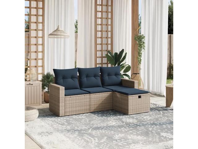 Click here for vidaXL 4 Piece Patio Sofa Set with Cushions Gray P... prices