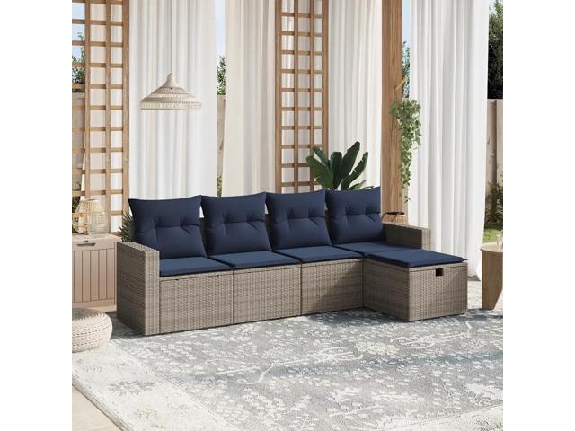 Click here for vidaXL 5 Piece Patio Sofa Set with Cushions Gray P... prices
