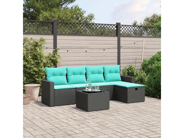 Click here for vidaXL 6 Piece Patio Sofa Set with Cushions Black... prices