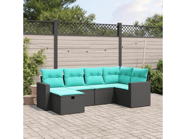 Click here for vidaXL Garden Sofa Set Black Poly Rattan  Steel La... prices
