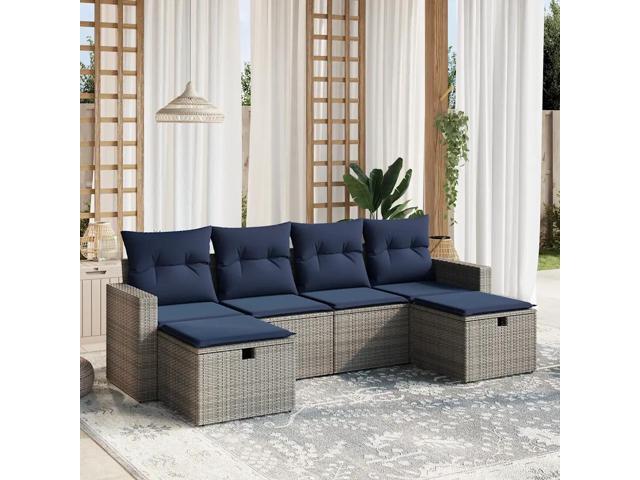 Click here for vidaXL 6 Piece Patio Sofa Set with Cushions Gray P... prices